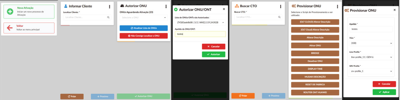Provisionamentos | Wiki OLT Cloud